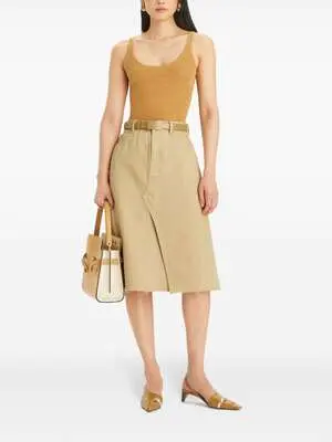 Tory Burch Deconstructed Denim Midi Skirt - Neutrals