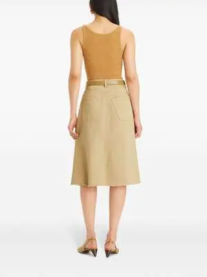 Tory Burch Deconstructed Denim Midi Skirt - Neutrals