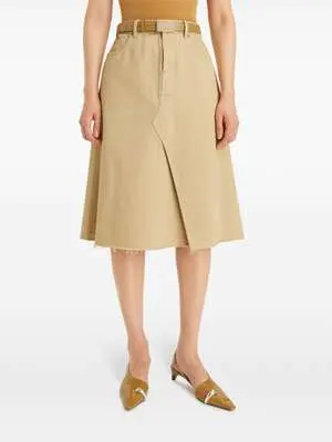 Tory Burch Deconstructed Denim Midi Skirt - Neutrals