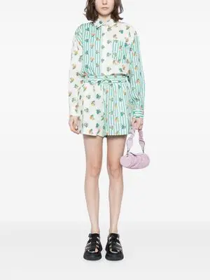 ALEMAIS Floral-print Striped Linen Shirt