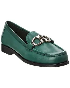 FERRAGAMO Ferragamo Rolo Gancini Leather Loafer - Green