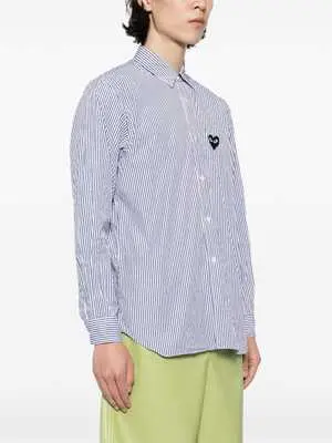 Play Comme Des Garcon Logo-patch Cotton Shirt - Blue