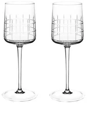 Christofle Graphik Wine Glasses - White