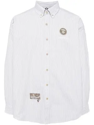 AAPE BY *A BATHING APE Striped Cotton Shirt - Neutrals