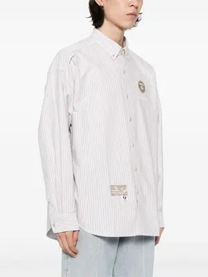 AAPE BY *A BATHING APE Striped Cotton Shirt - Neutrals