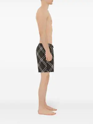Burberry Checked Drawstring-waist Swim Shorts - Green