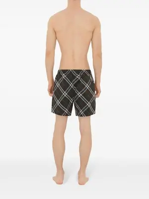 Burberry Checked Drawstring-waist Swim Shorts - Green