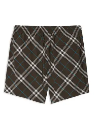 Burberry Checked Drawstring-waist Swim Shorts - Green