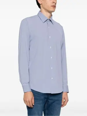 BOSS Gingham-check Long-sleeve Shirt - Blue