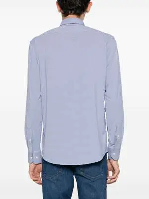 BOSS Gingham-check Long-sleeve Shirt - Blue