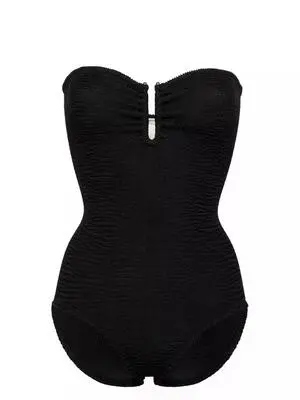 PARAMIDONNA Frida Seersucker Swimsuit - Black