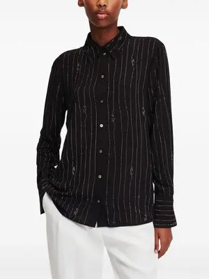 Karl Lagerfeld Pinstriped Rhinestone-embellished Shirt