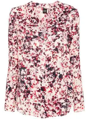 BOSS Floral-print Satin Shirt