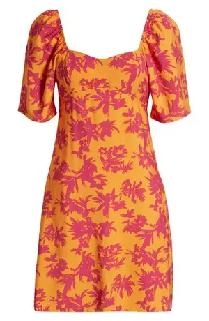 Loveappella Floral Print Puff Sleeve Dress