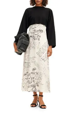 Desigual Letters Print Slipdress & Crop Sweater