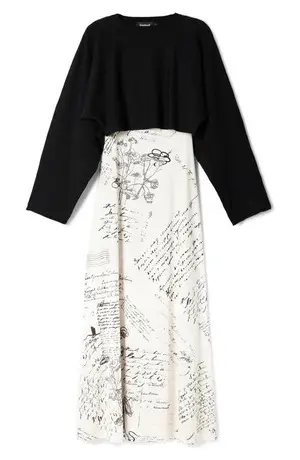 Desigual Letters Print Slipdress & Crop Sweater