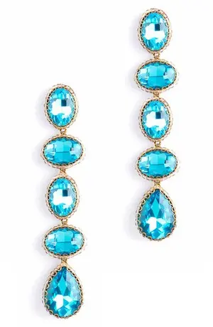 Deepa Gurnani Tyra Drop Earrings - Aqua