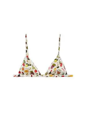 Fleur Du Mal Luxe Triangle Bra - Ivory Ciao Amore Print