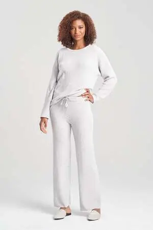 Natori Natori Aura Heather Chenille Straight Leg Pants - Gray