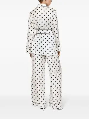 Dolce & Gabbana Polka-dot Silk Pajama Shirt - White
