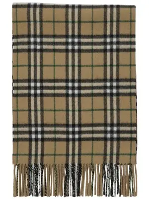 Burberry Check-print Fringed Cashmere Scarf - Neutrals