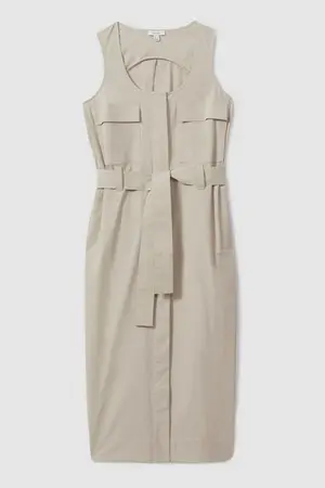 REISS Elin Utility Belted Midi Dress
