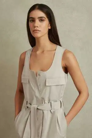 REISS Elin Utility Belted Midi Dress