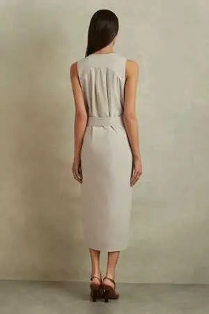 REISS Elin Utility Belted Midi Dress