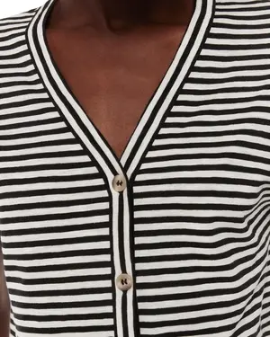 Whistles Jilly Stripe Button Front Top - Black/multi