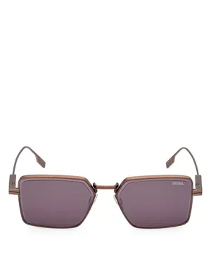 Zegna Rectangular Sunglasses - Brown/purple Solid
