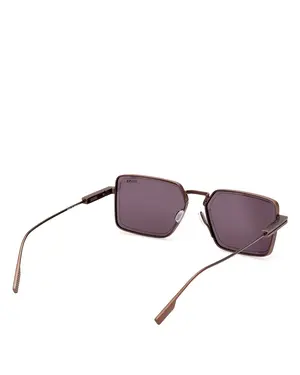 Zegna Rectangular Sunglasses - Brown/purple Solid