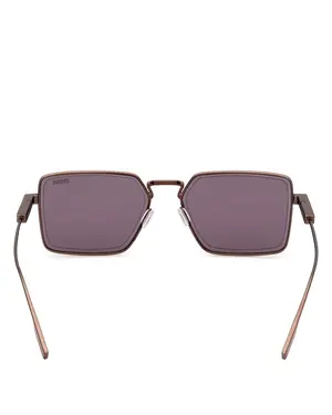 Zegna Rectangular Sunglasses - Brown/purple Solid