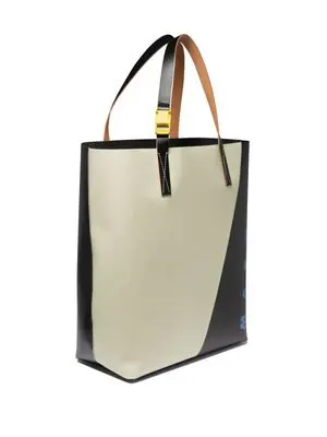 Marni Logo-print Leather Tote Bag - Neutrals