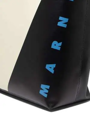 Marni Logo-print Leather Tote Bag - Neutrals
