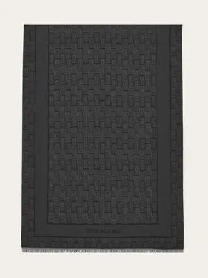 FERRAGAMO Gancini Monogram Jacquard Stole - Black