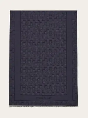 FERRAGAMO Gancini Monogram Jacquard Stole - Blue