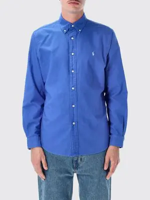 Polo Ralph Lauren Cotton Shirt With Button-down Collar And Logo - Blue