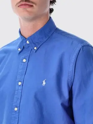 Polo Ralph Lauren Cotton Shirt With Button-down Collar And Logo - Blue