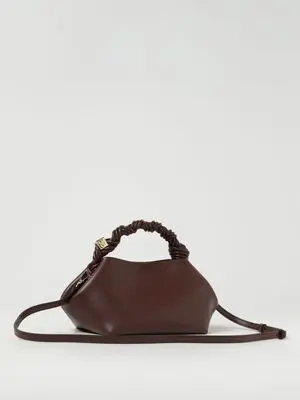 GANNI Small Recycled Leather Handbag With Braided Handle And Butterfly Logo - Cocoa