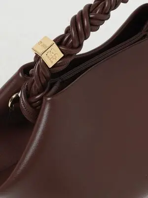 GANNI Small Recycled Leather Handbag With Braided Handle And Butterfly Logo - Cocoa