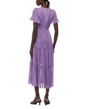Whistles Sketched Cheetah Dobby Midi Dress