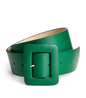 Max Mara Nappa Leather Tonal Belt Green