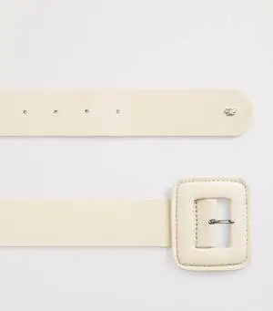 Max Mara Nappa Leather Tonal Belt - White