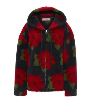 Jw Anderson Floral Zip-Up Fleece Jacket - Blue | Editorialist