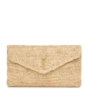 Saint Laurent Raffia Cassandre Envelope Pouch