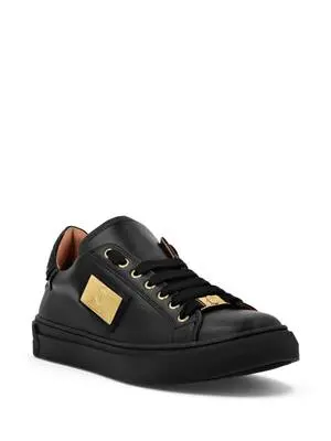 BILLIONAIRE Logo-plaque Leather Sneakers - Black
