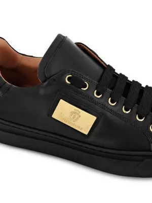 BILLIONAIRE Logo-plaque Leather Sneakers - Black
