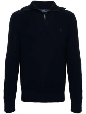 Polo Ralph Lauren Waffle Knit Zip-up Jumper - Blue