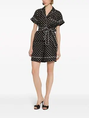 Dolce & Gabbana Polka-dot Silk Shirt - Black