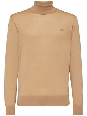 Dsquared2 Embroidered-logo Ribbed Jumper - Neutrals